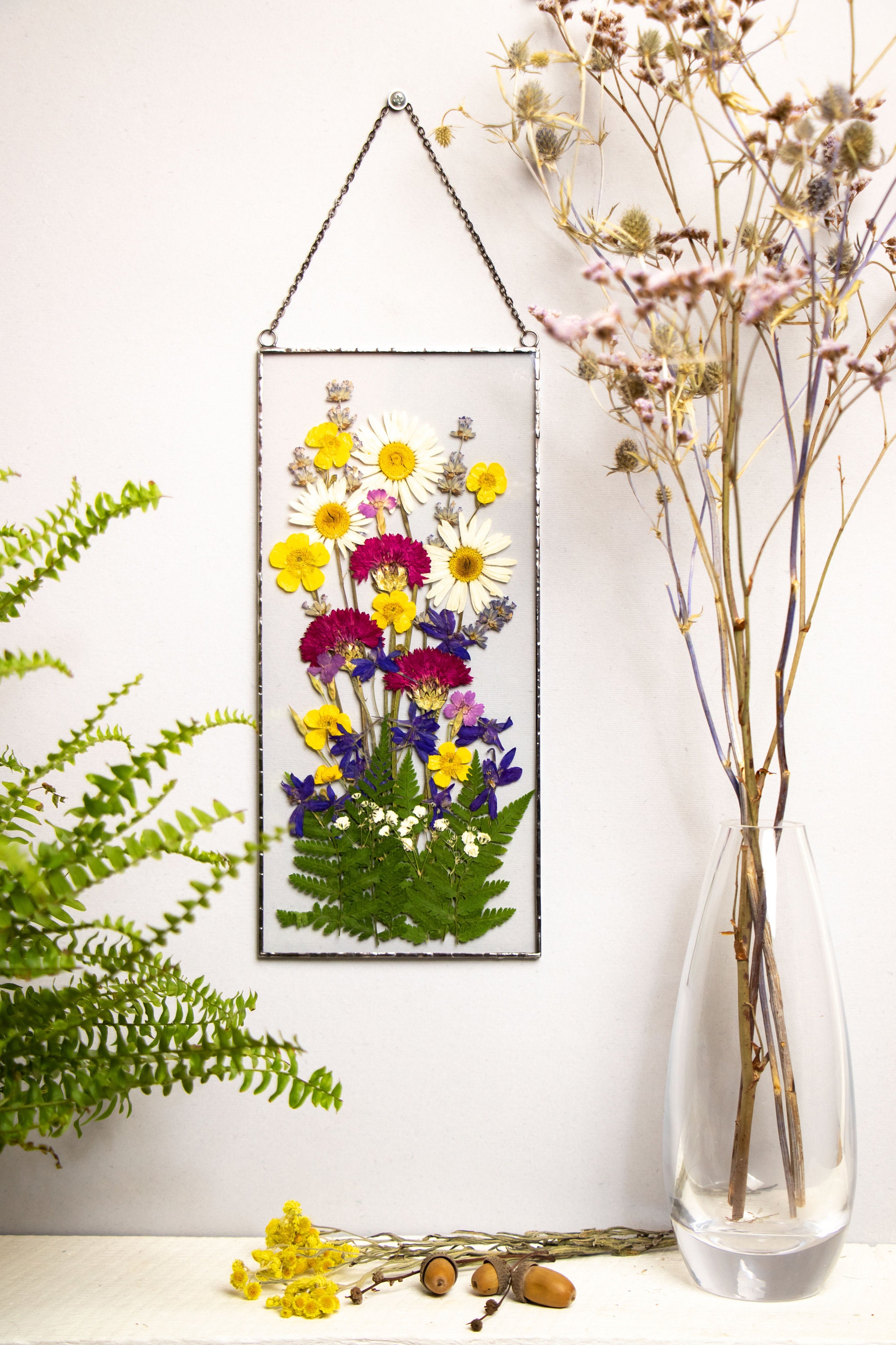 Pressed flower frame Framed pressed flowers Dried flower frame | Etsy