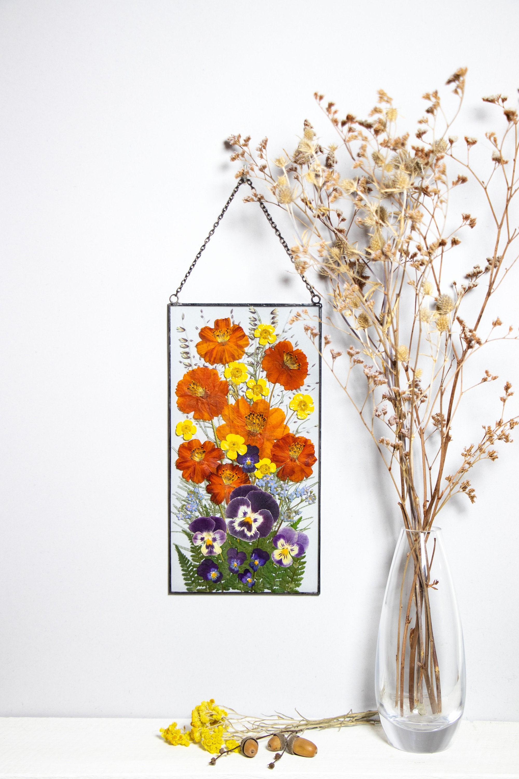 Pressed Flowers Framed Pressed Flower Art Dried Flower Double - Etsy