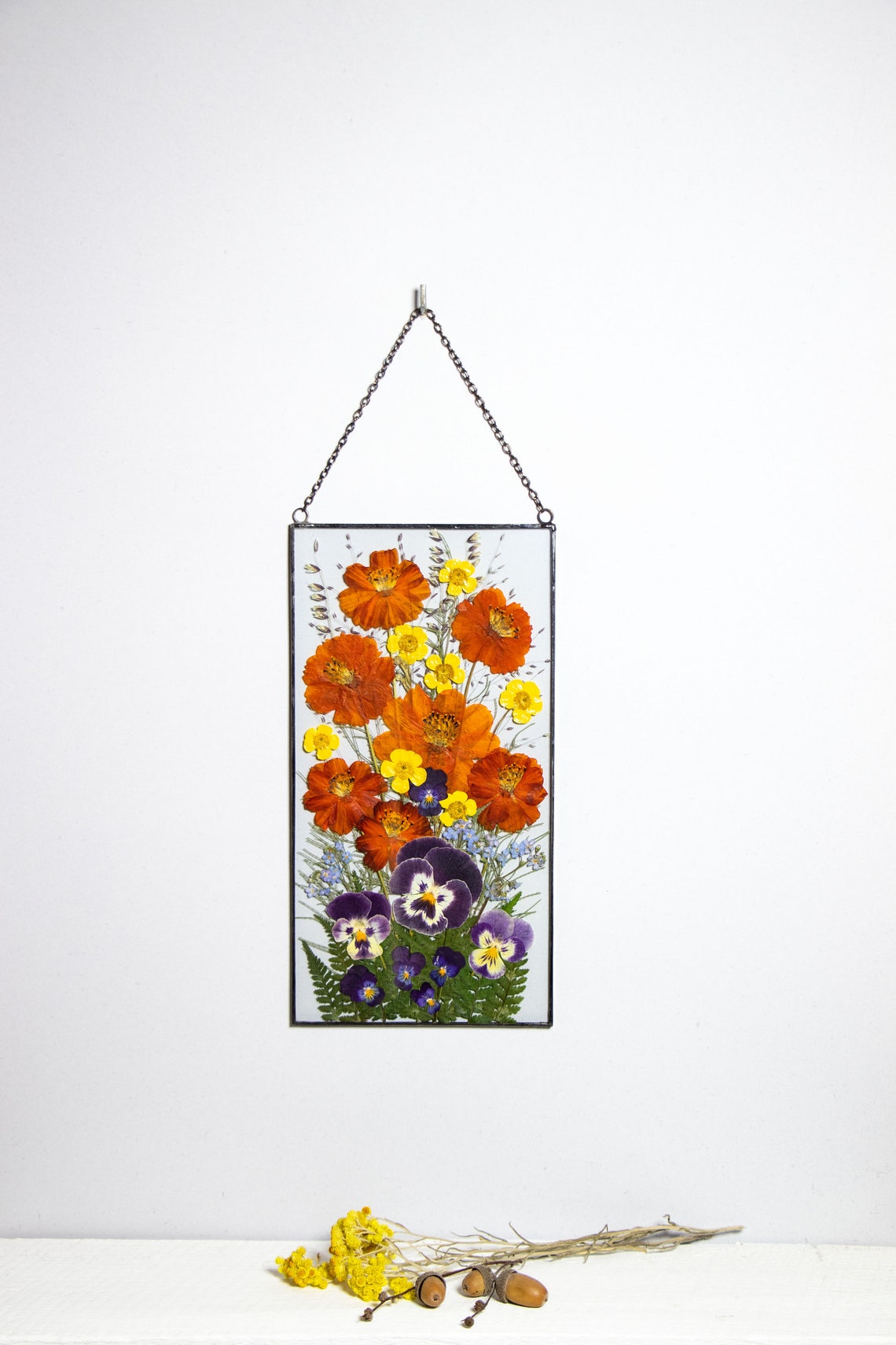 Pressed Flowers Framed Pressed Flower Art Dried Flower Double - Etsy