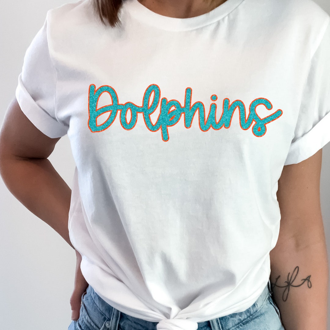 Dolphins Glitter Tee, Cute Miami Shirt, Go Fins Top - Etsy