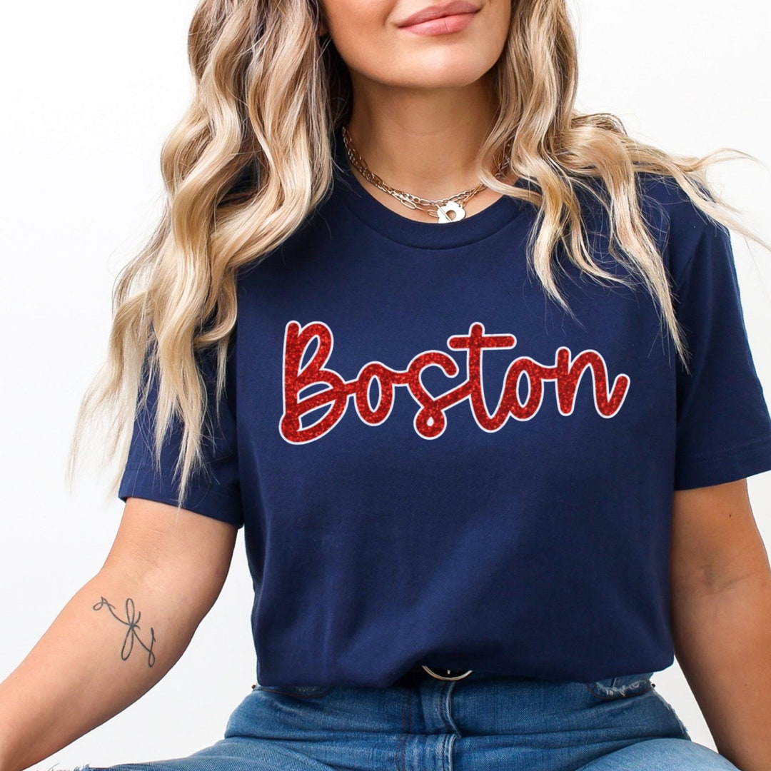 Glitter Boston Baseball Top / Cute Boston Shirt / Glitter Baseball Tee ...