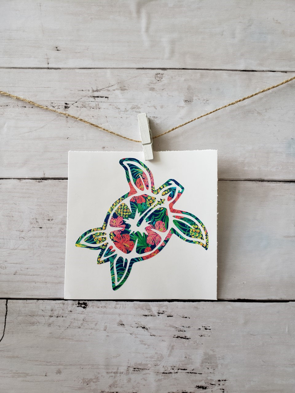 Sea Turtle Decal Hibiscus Flower Turtle - Etsy