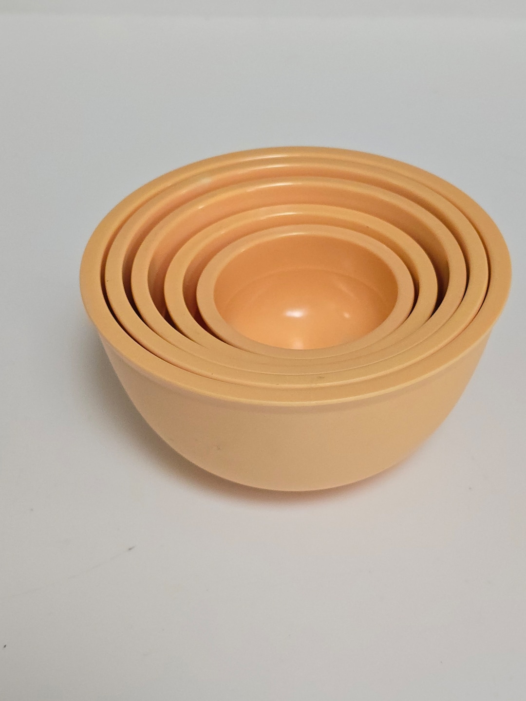 Vintage Set of 5 Small Peach Colored Melamine Nesting Measuring Bowls ...