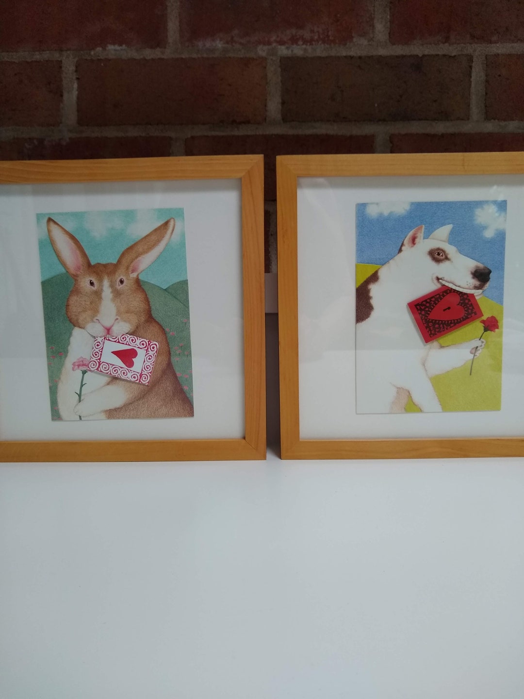 SOLD INDIVIDUALLY - Paris Bottman Framed Art, Dog or Bunny With ...