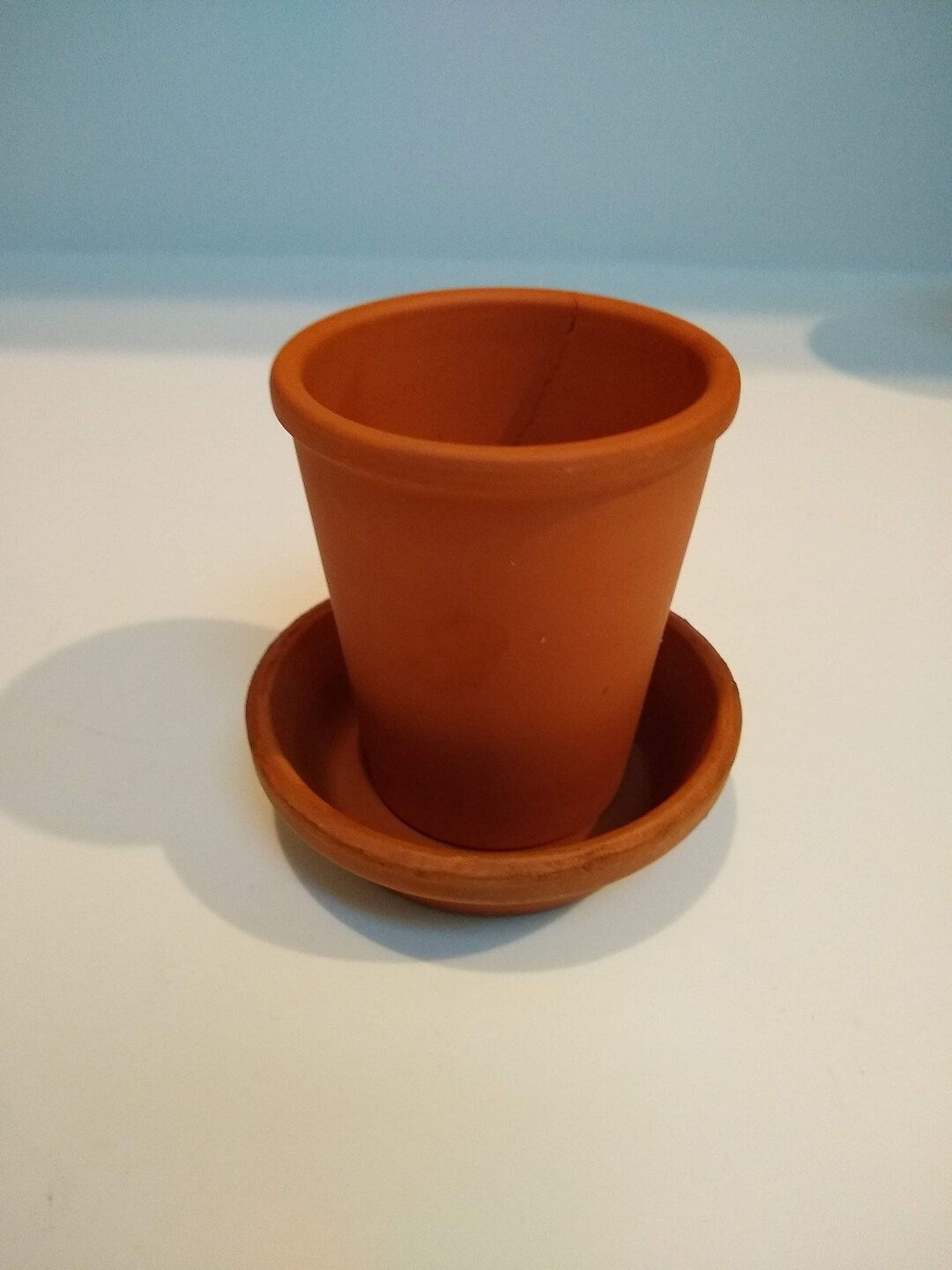 Pair Vintage Miniature Red Clay Pots, No Drainage Hole, With Saucers, 3 ...