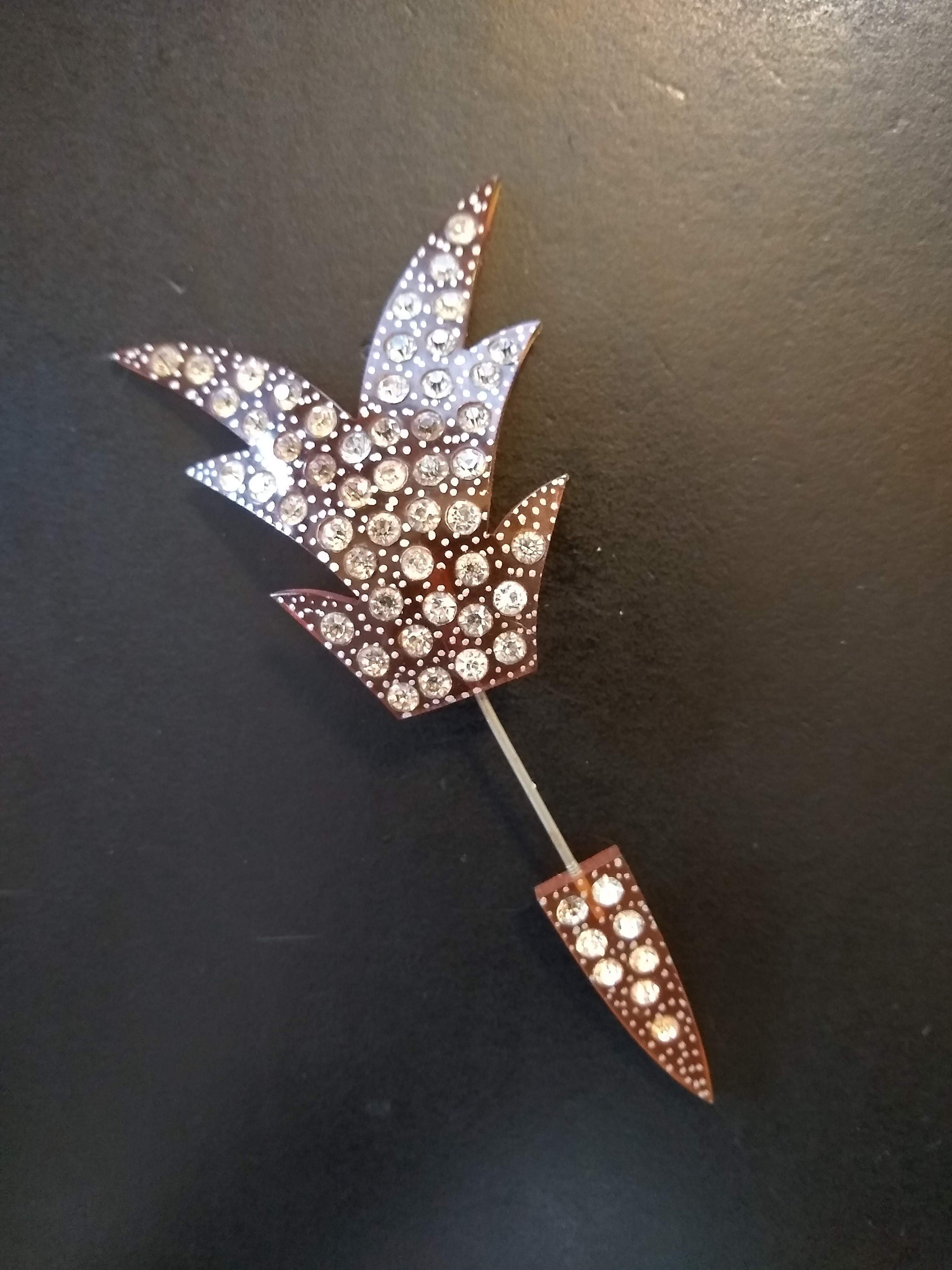 Vintage Art Deco Double Ended Stick Pin, Large Retro Tortoise Colored ...
