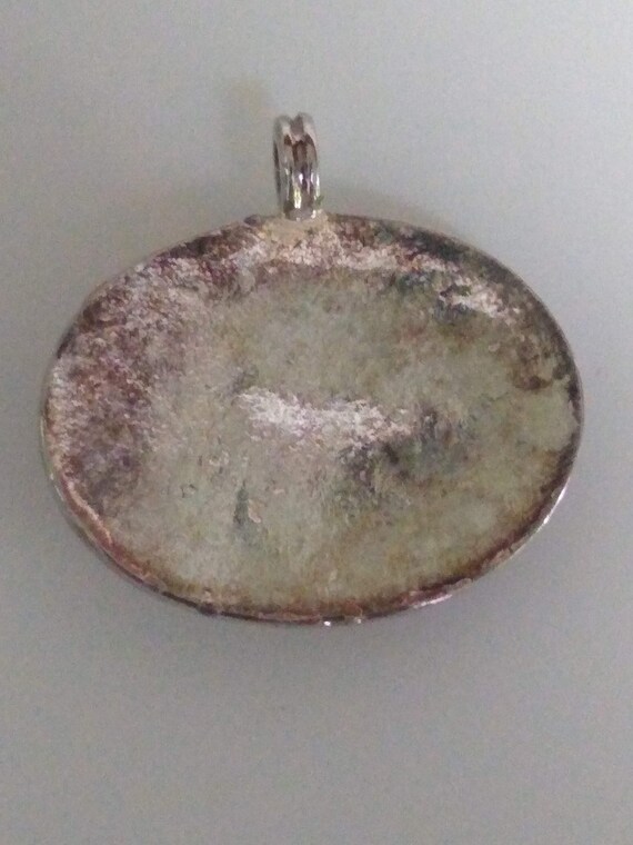 Vintage Foil Backed Honey Colored Glass Pendant, Oval… - Gem