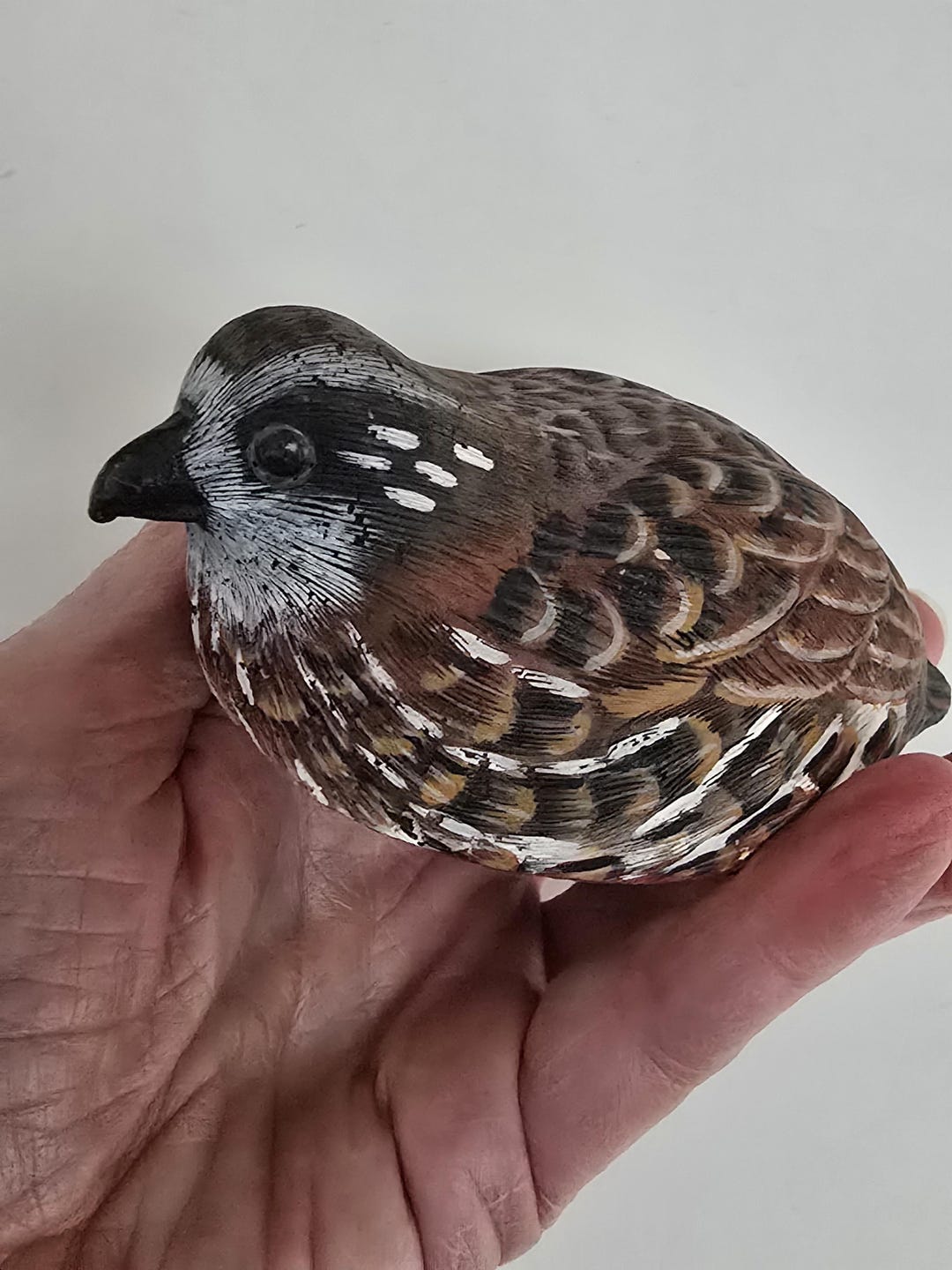 Small 4 1/2" Hand Crafted Bird Figurine; Decoy; Bobwhite Quail Signed ...