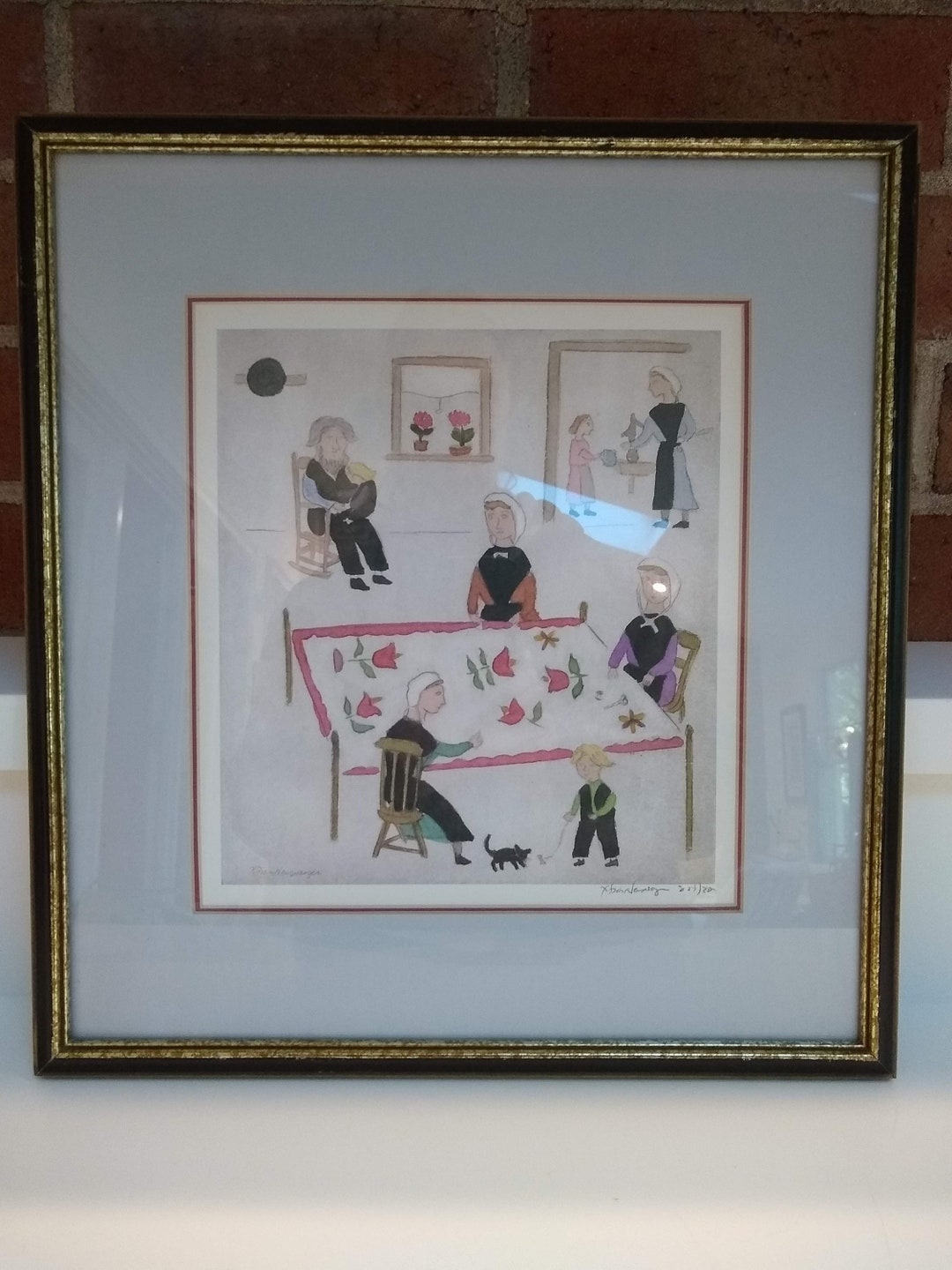 Collectible Amish Folk Art Etching by Xtian Newswanger, Signed ...