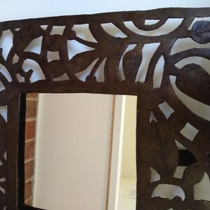 Vintage Rustic Cut Metal Wall or Table Mirror, Large 12" Square Rusty ...