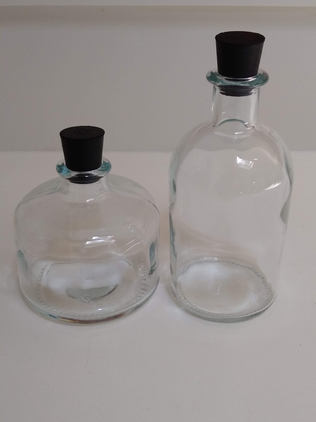 Vintage Clear Glass Decanter Bottle With Rubber Stopper, SOLD ...