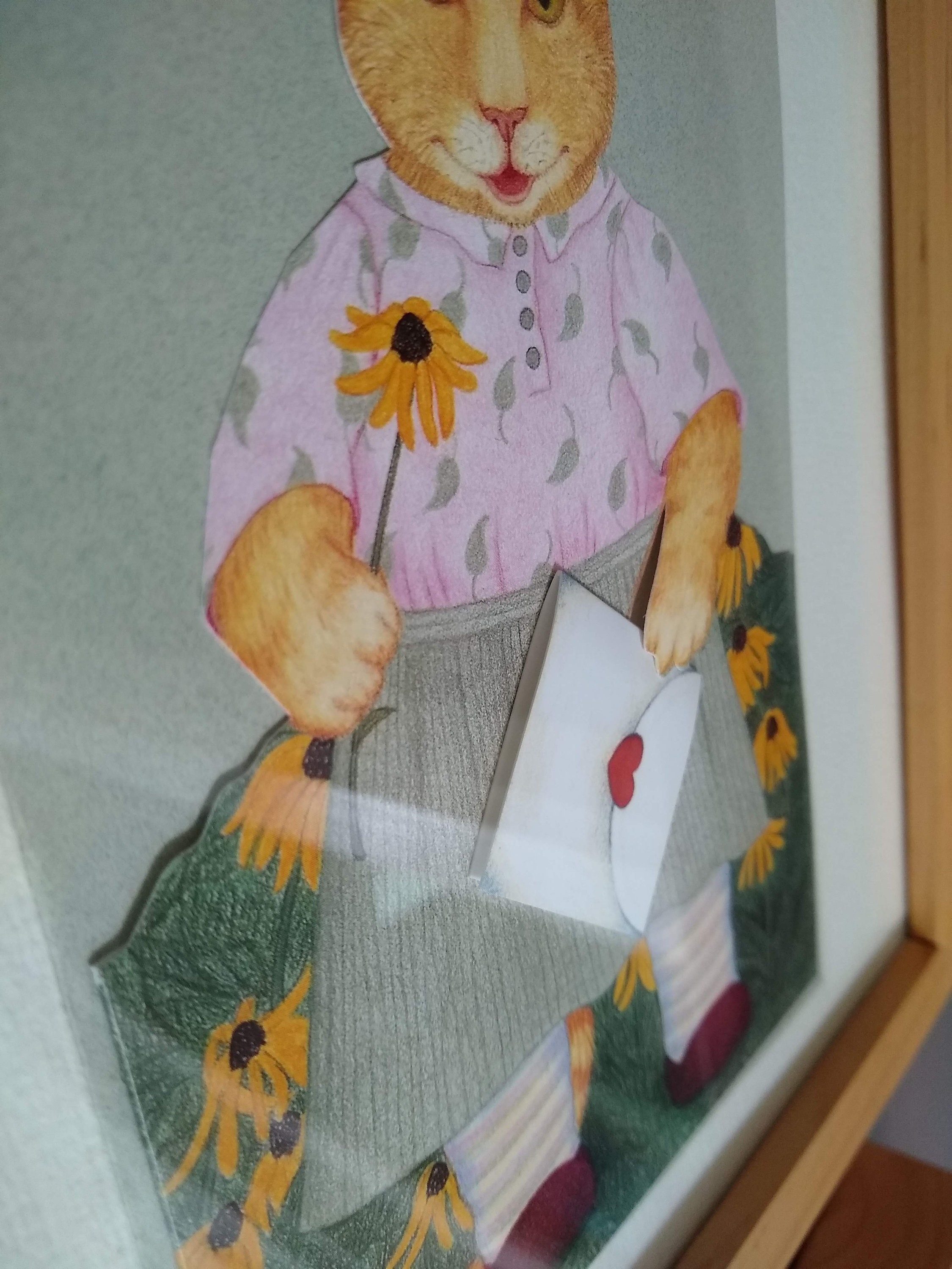 SOLD INDIVIDUALLY - Vintage Paris Bottman Framed Art, Dog or Cat With ...