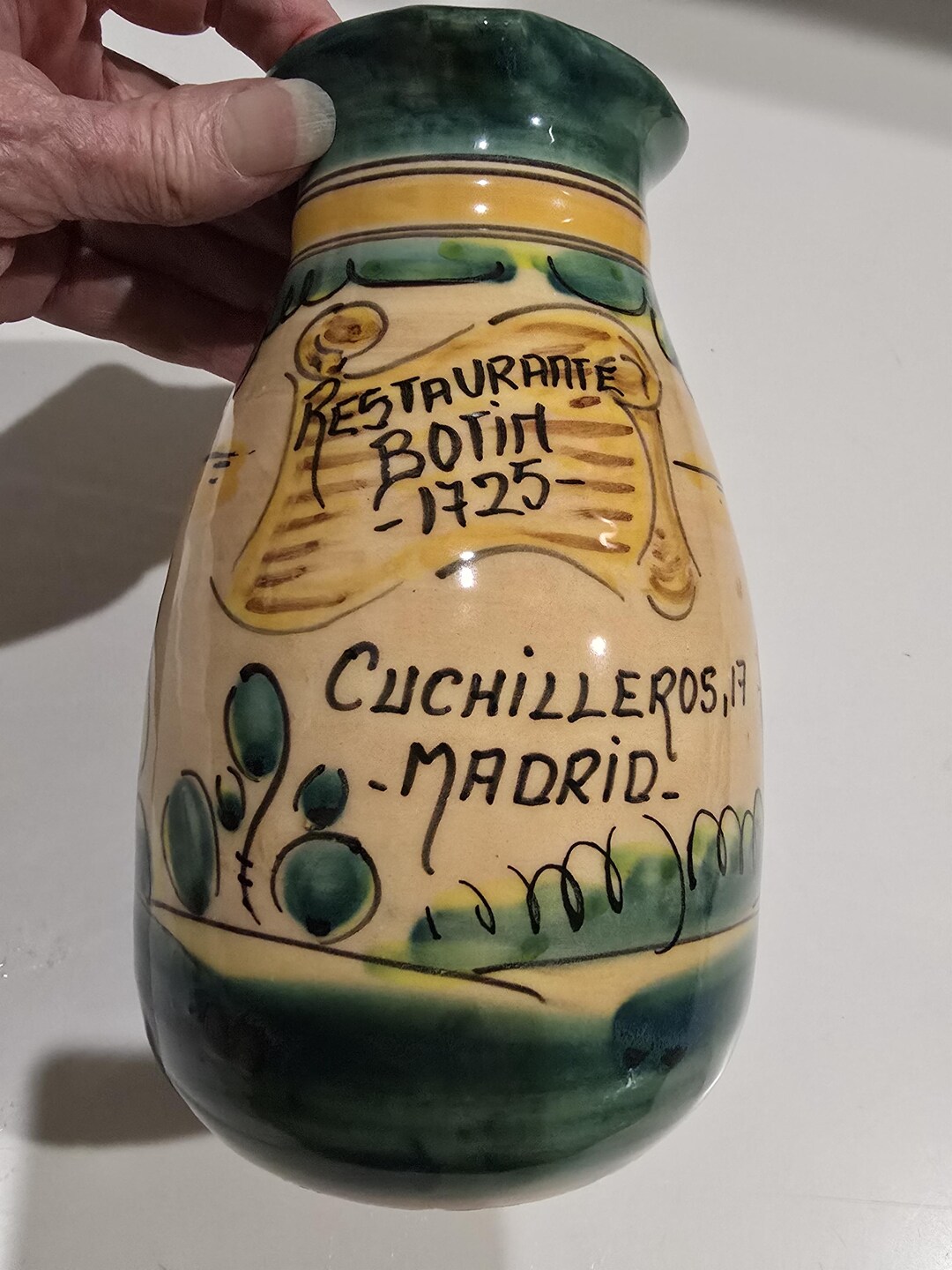 Vintage Casa Botin Pitcher, Madrid Pottery Pitcher, Hand Painted ...