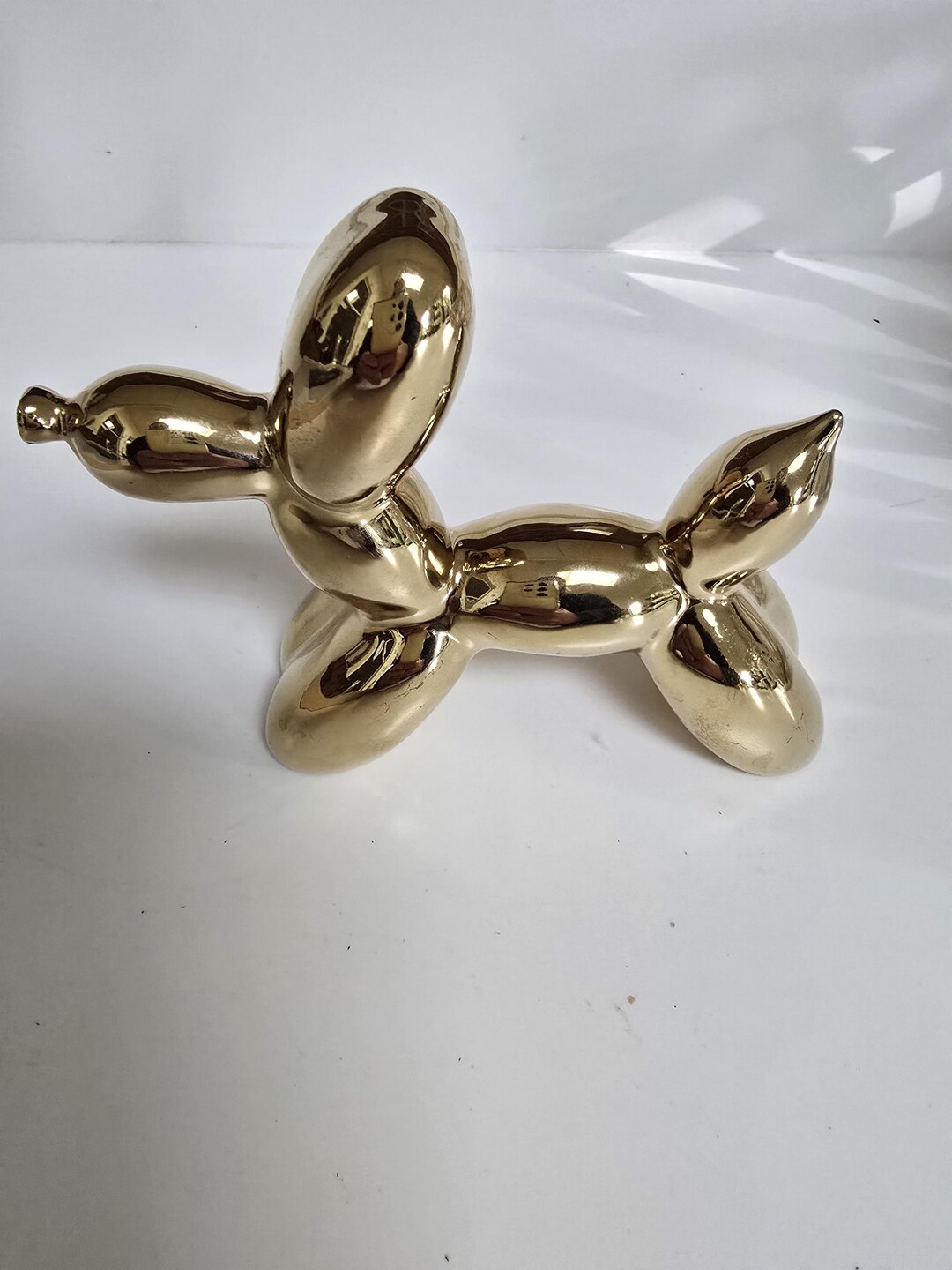 Vintage Shiny Gold Metallic Balloon Dog Sculpture, 5" Gold Tone Ceramic ...