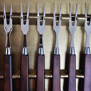 Vintage Set of Six Cocktail Forks With Wood Handles, Still in Original ...