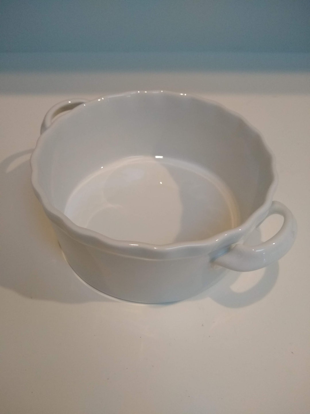 Vintage BIA Cordon Bleu 7 Inch Round Ruffled Edge Two Handled Souffle ...