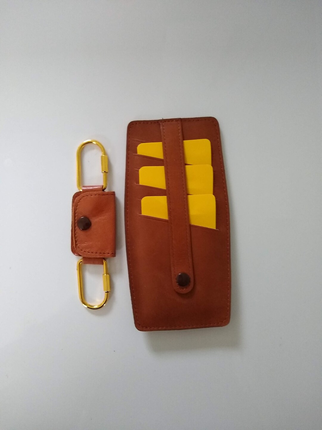 Slim Leather Credit Card Case and Matching Key Case / Holder, Vintage ...