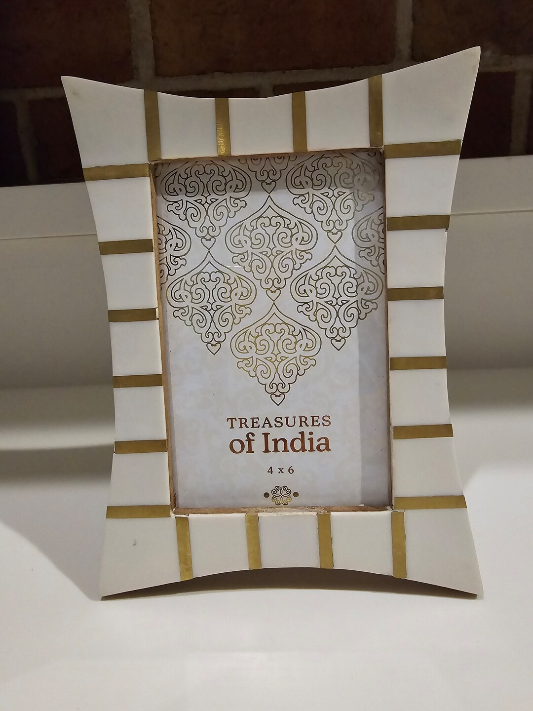 Vintage, Off-white Veneer Tile Photo Frame, With Gold Finish "grout ...