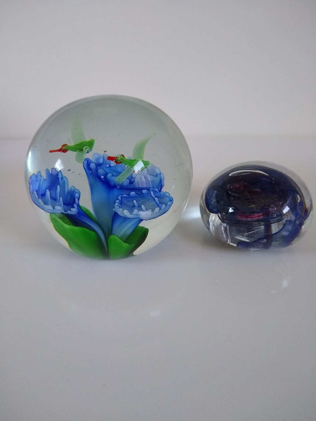 Vintage Art Glass Paperweights, Sold Individually, Small Blue Swirl ...
