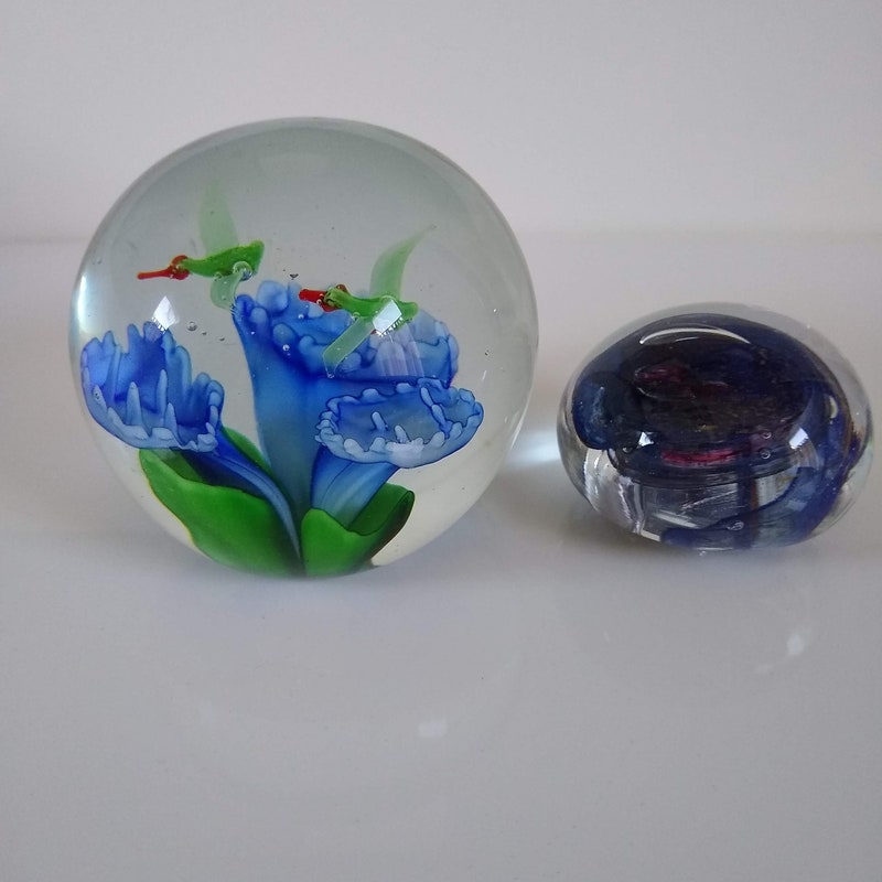 Vintage Flowers Paperweight Glass - Etsy