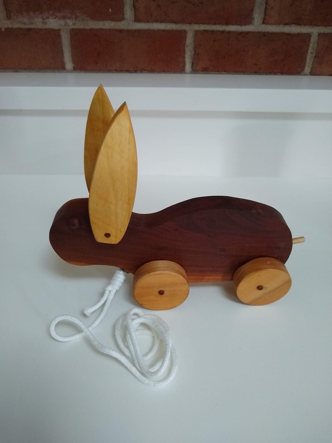 Vintage Hand Made Wood Bunny Pull Toy, Rabbit Toy - Etsy