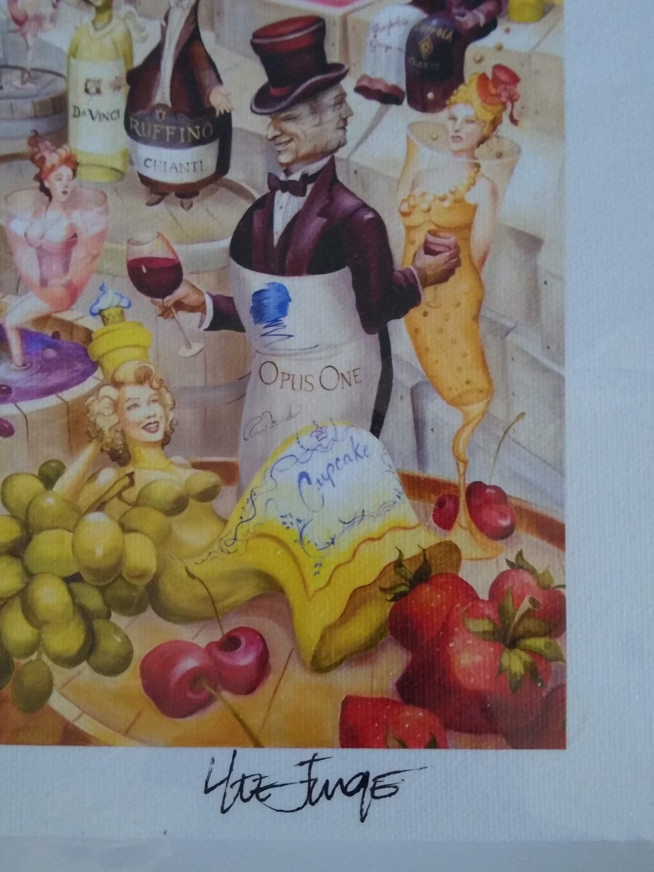 Vintage Vino Print on Canvas-like Paper, L. Lee Junge Anthropomorphic ...