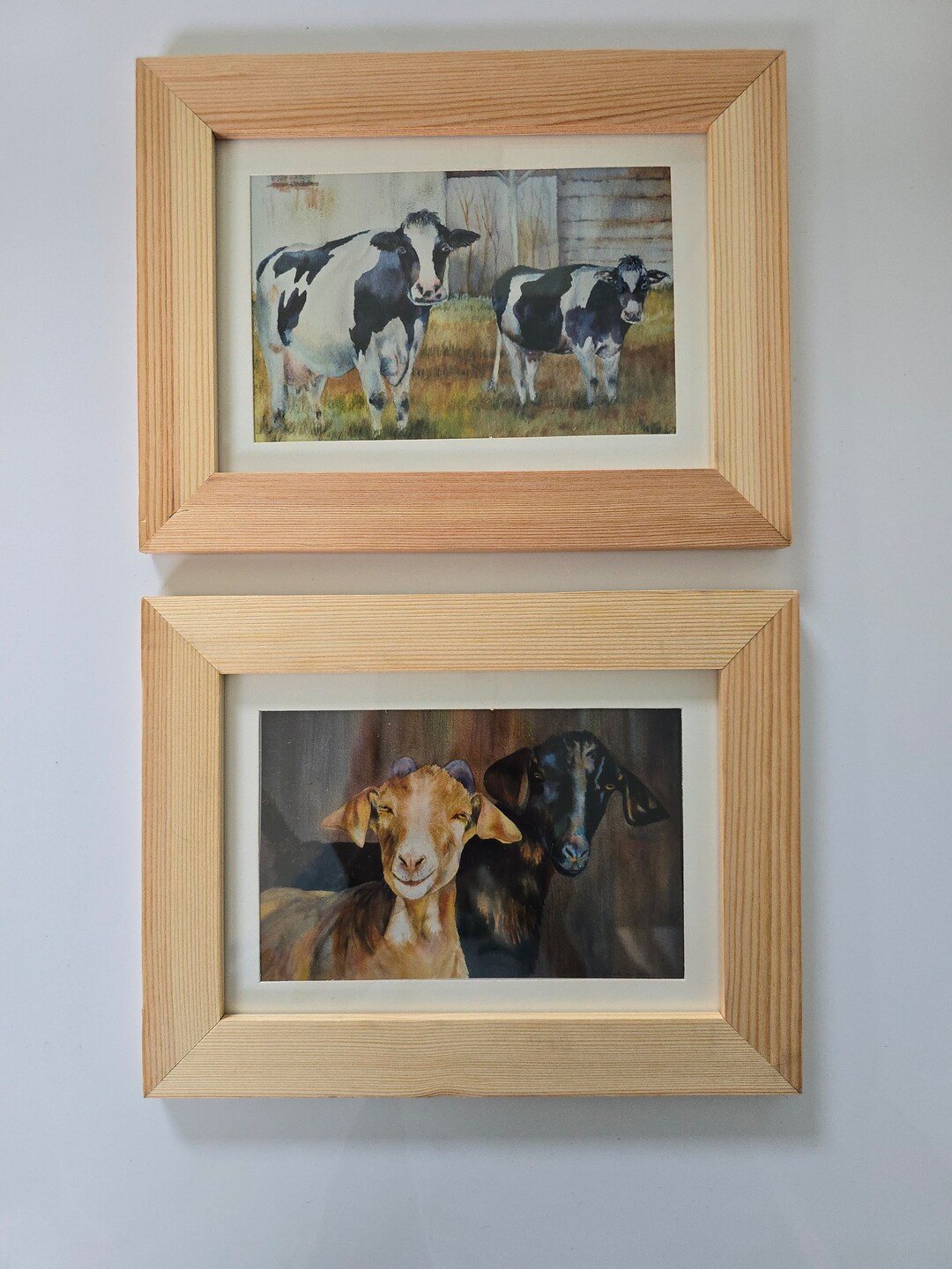 Vintage Small Framed Art, Sold Individually, Cows or Goats by Brenda ...