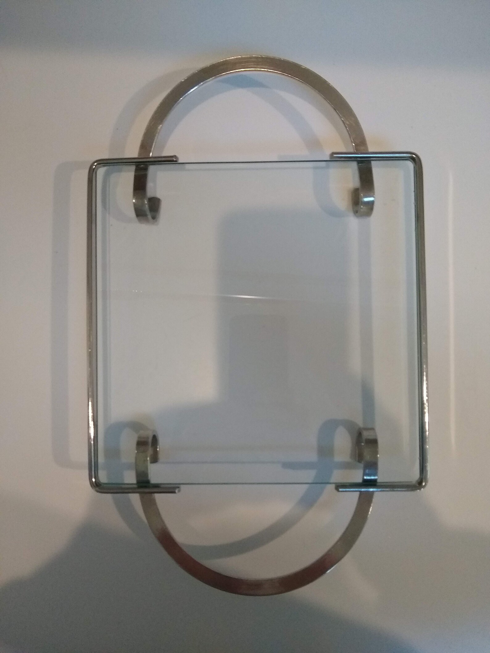 Minimalist MCM Square Glass Tray in Silver Plate Cradle - Etsy