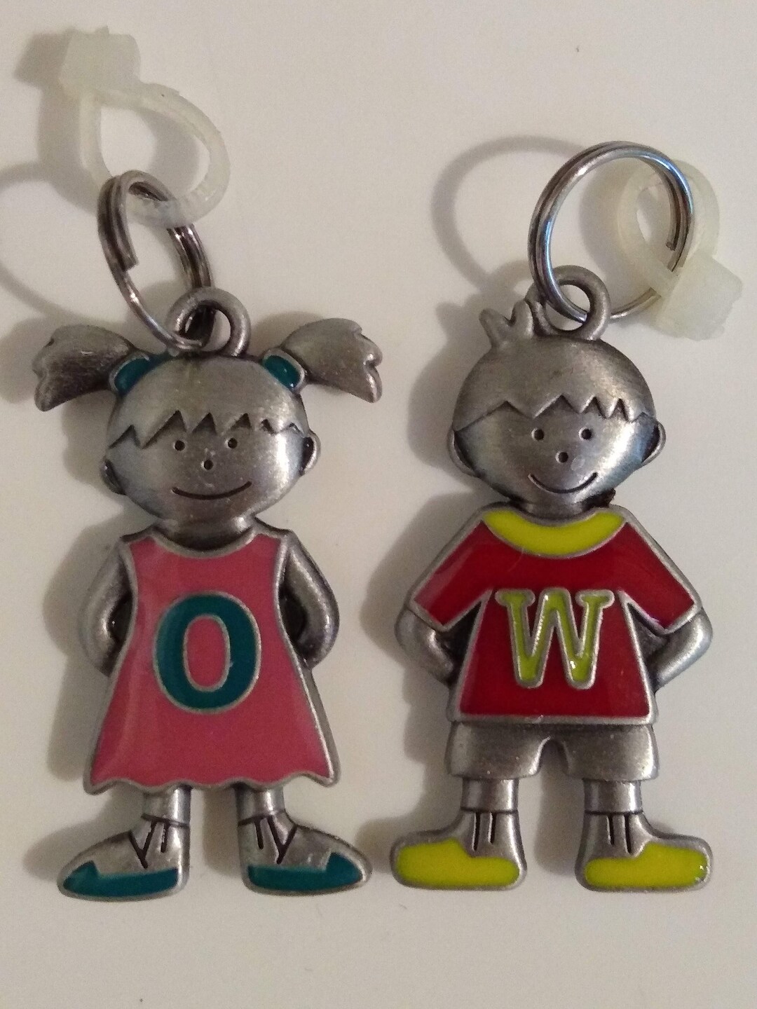 Vintage Enameled Metal Charms With Initials, Boy and Girl Charms ...