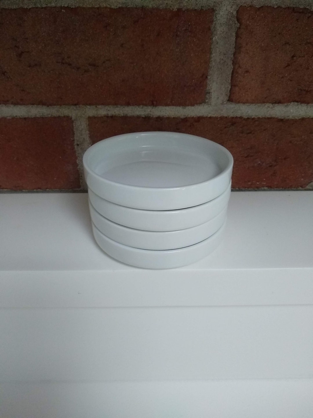 Set of Four Vintage White Ceramic Coasters, Plant Saucers - Etsy