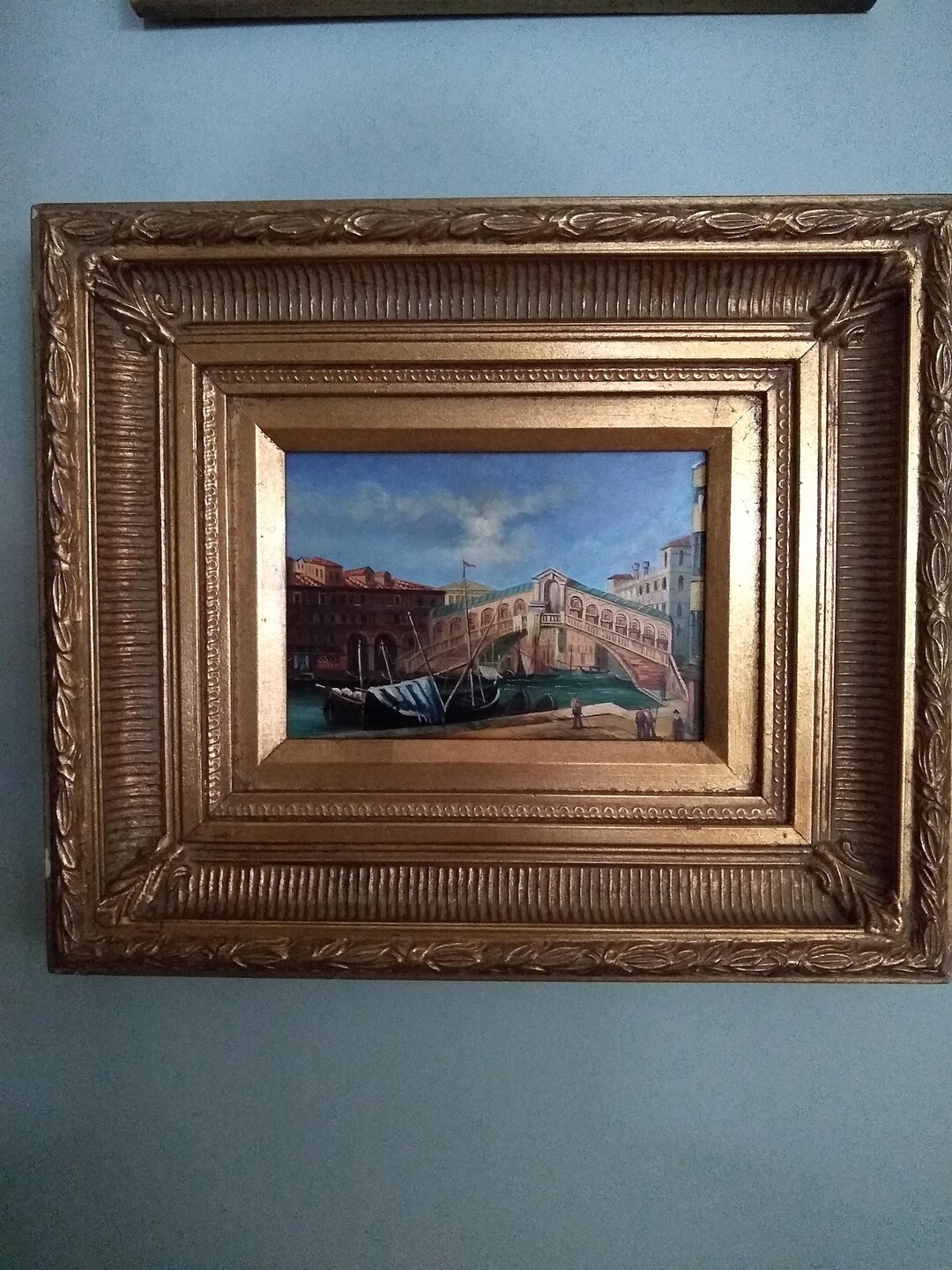 Vintage Framed Italian Venetian Canal Scene Oil Painting, Small ...
