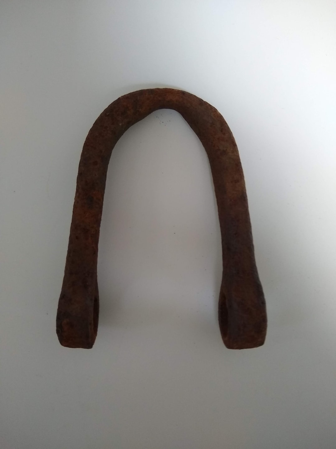 Vintage Rusty Hand Hammered Forged Iron U Hook Salvaged Farm Implement ...