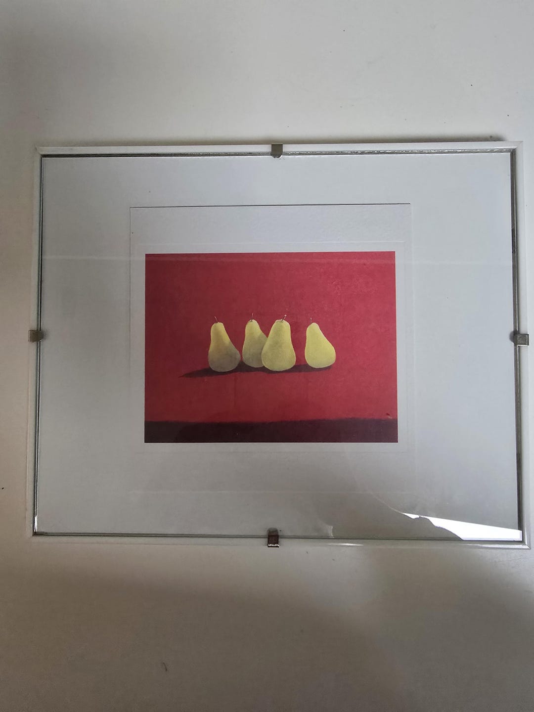 Vintage Small "pears on Red Cloth" Art Print, 8.25" X 10.5" White Clip ...