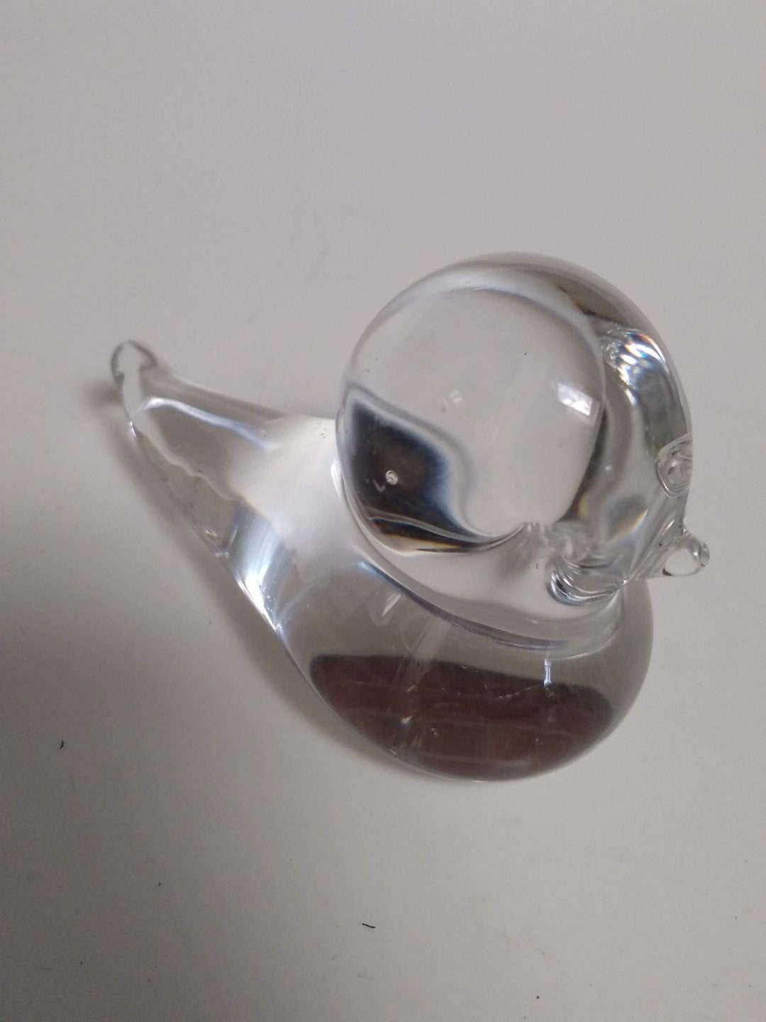 Vintage Clear Blown Art Glass Bird Paperweight, Minimalist Bird ...