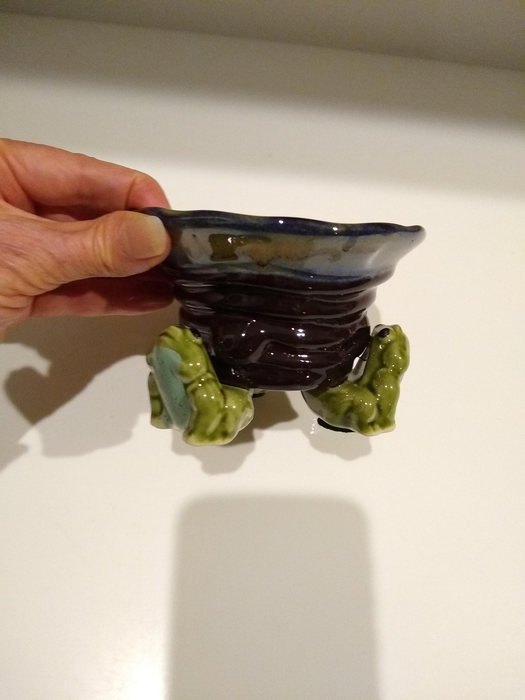 Vintage Handmade Decorative Ceramic Pot With Frog Supports, Legs, Feet ...