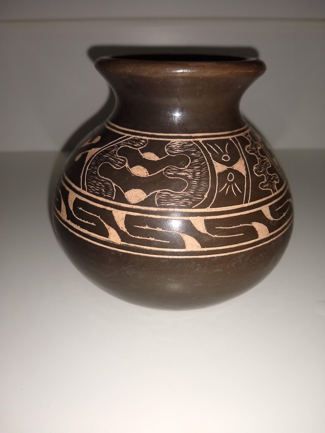 Small Vintage Native American Pot Brown Burnished Glaze and | Etsy