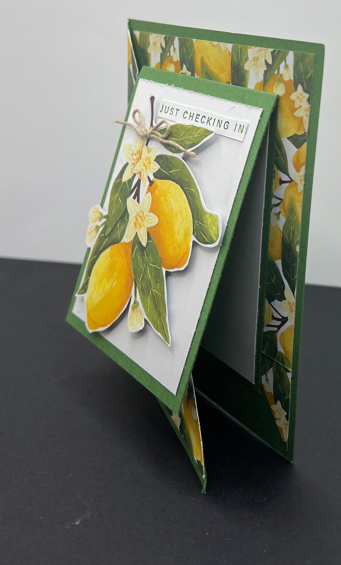 Lemon Fun Fold Card With the Greeting just Checking In. Blank Mini Card ...