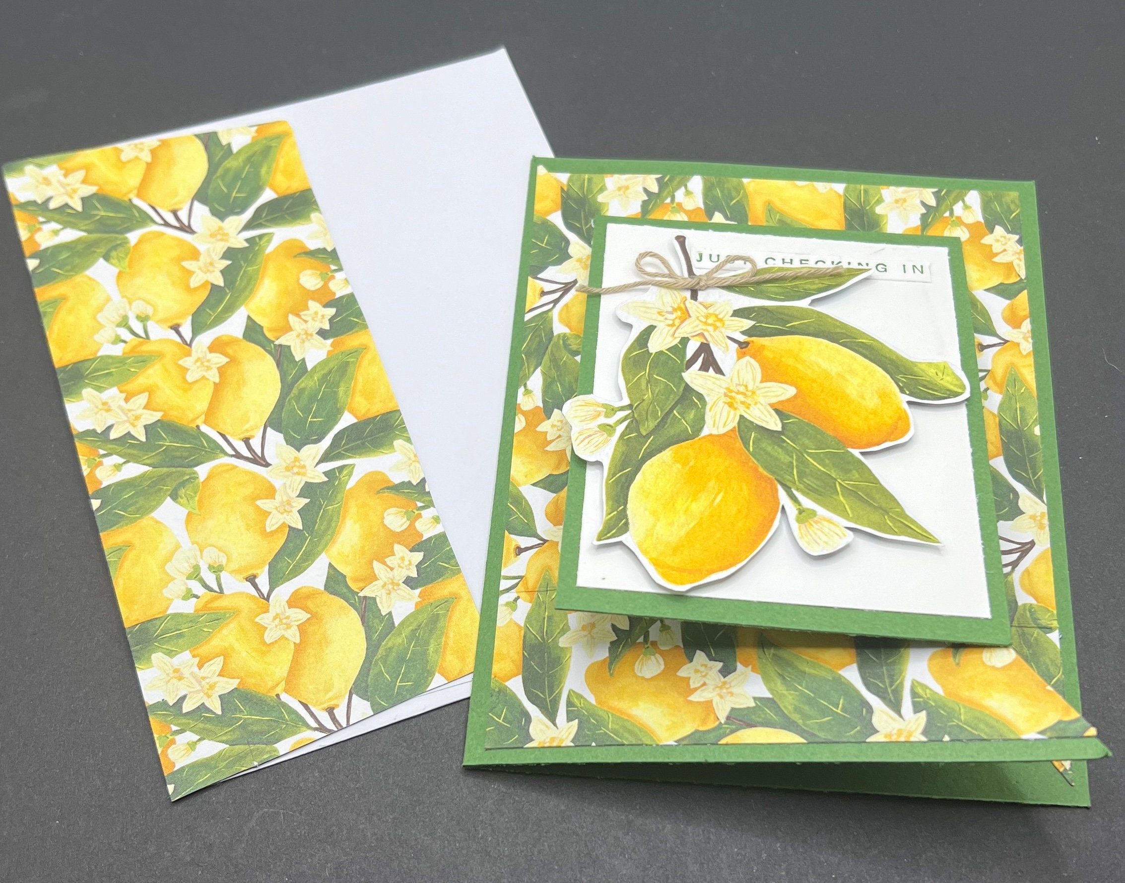 Lemon Fun Fold Card With the Greeting just Checking In. Blank Mini Card ...