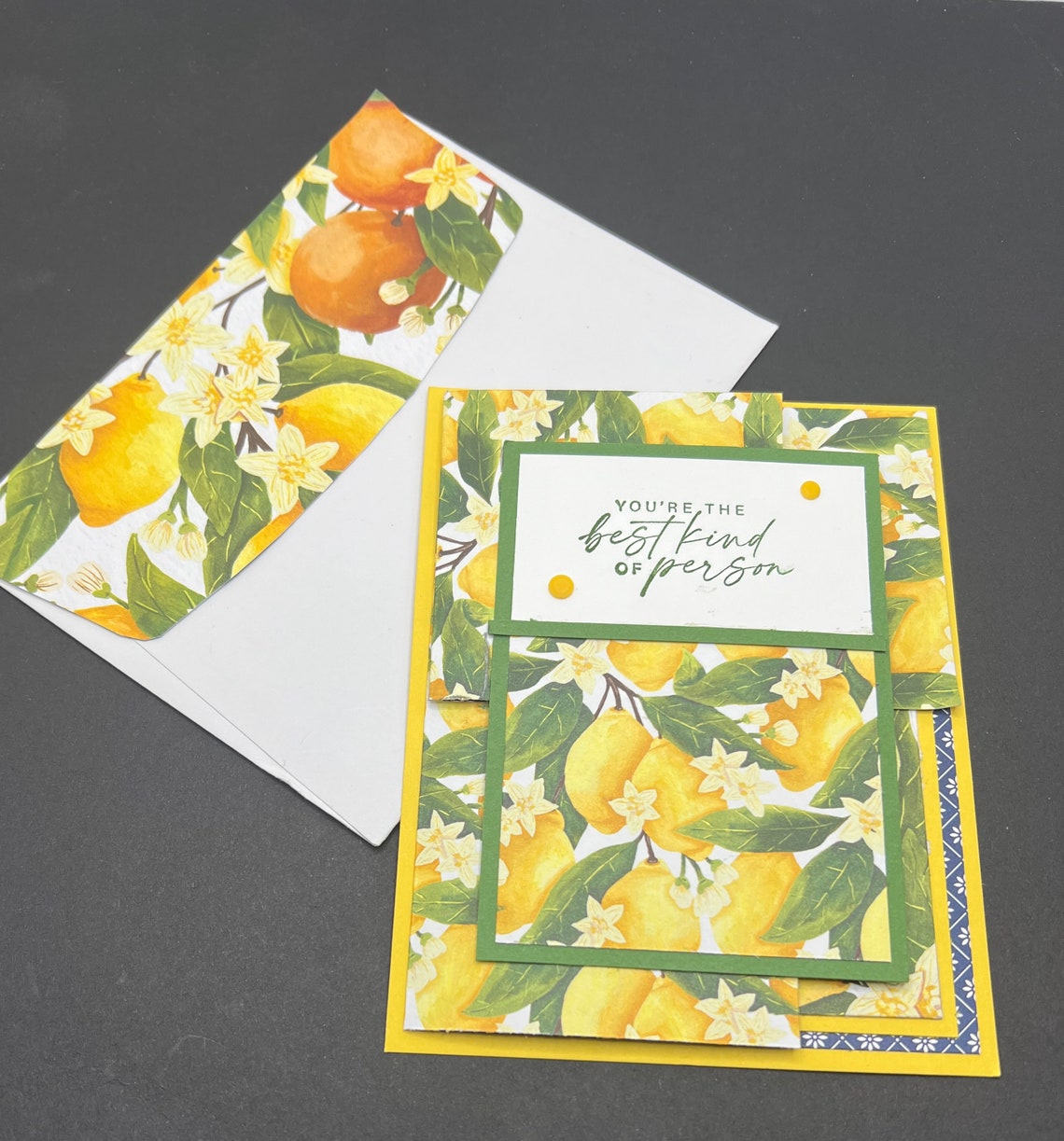 Stampin' Up-lemon Fun Fold Card With the Greeting "you're the Best Kind ...