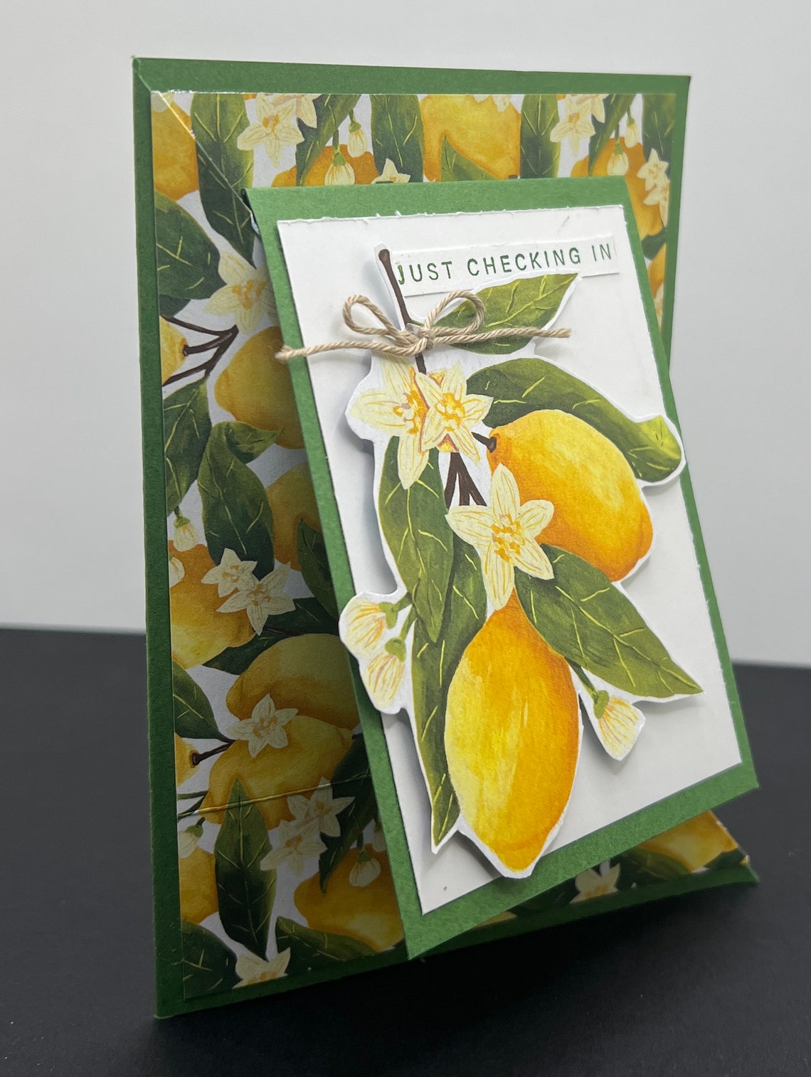 Lemon Fun Fold Card With the Greeting just Checking In. Blank Mini Card ...