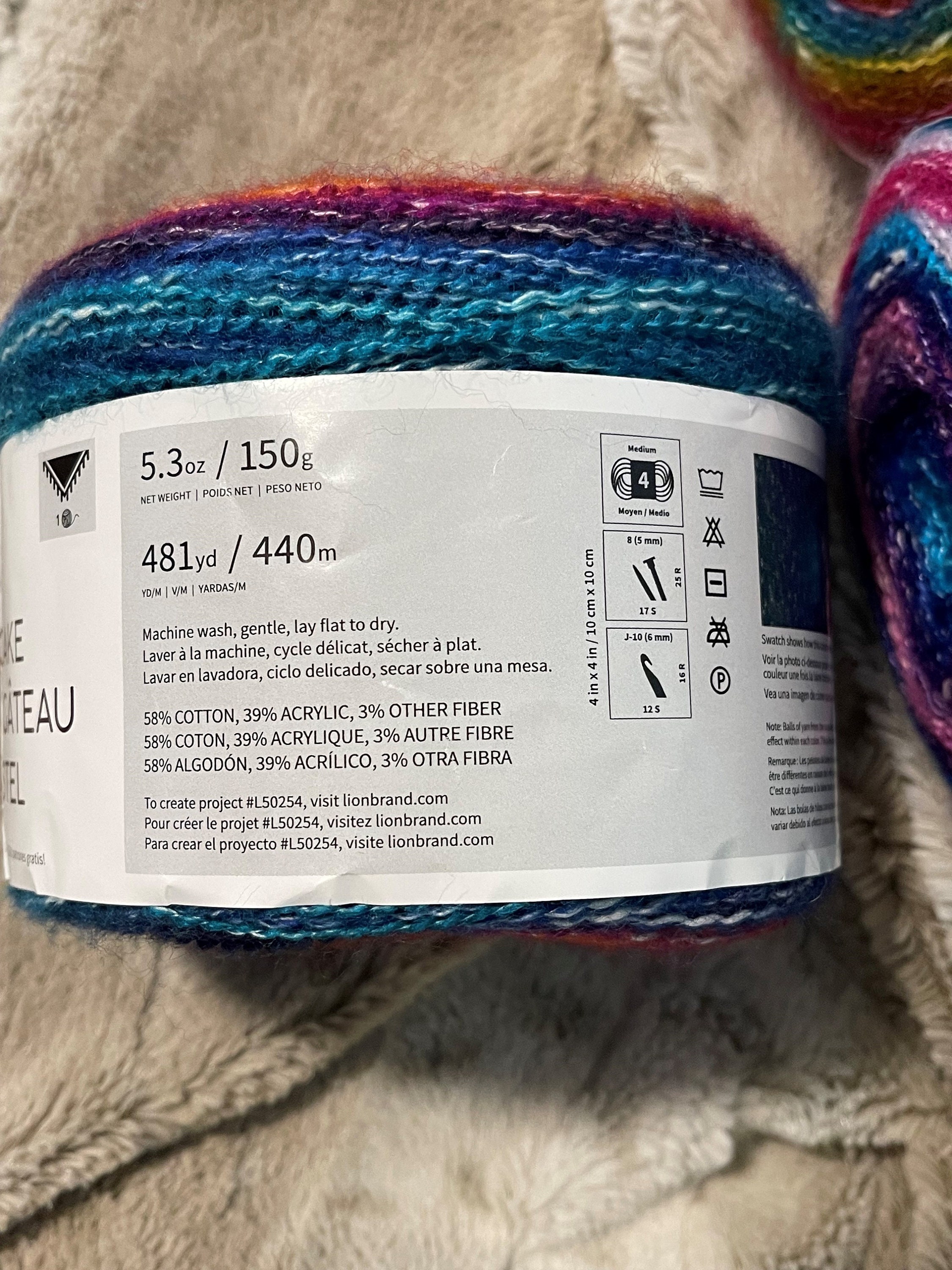 Lion Brand Shawl In A Cake Restful Rainbow Crown Jewels Etsy