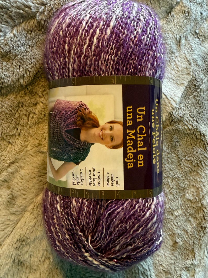 Lotus Blossom Shawl Yarn – Lion Brand, Purple Shimmer (discontinued) - Etsy
