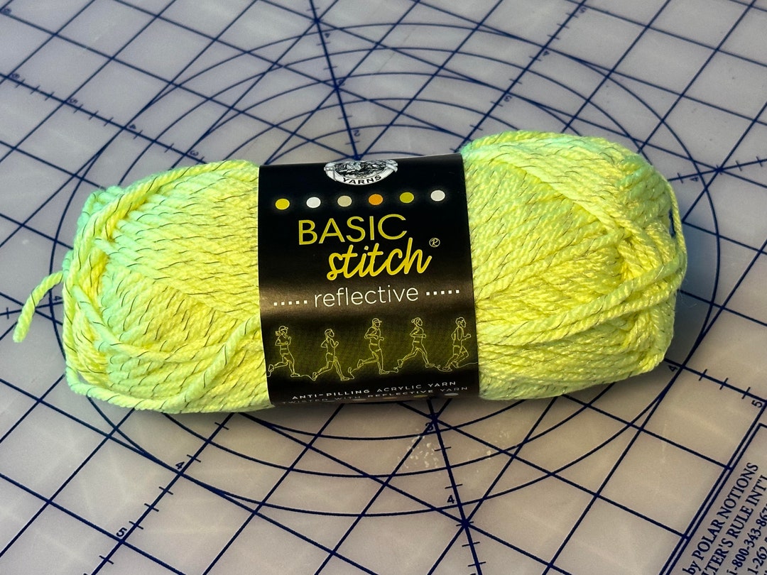 Reflective Safety Yellow Yarn Lion Brand Basic Stitch Reflective Volt ...