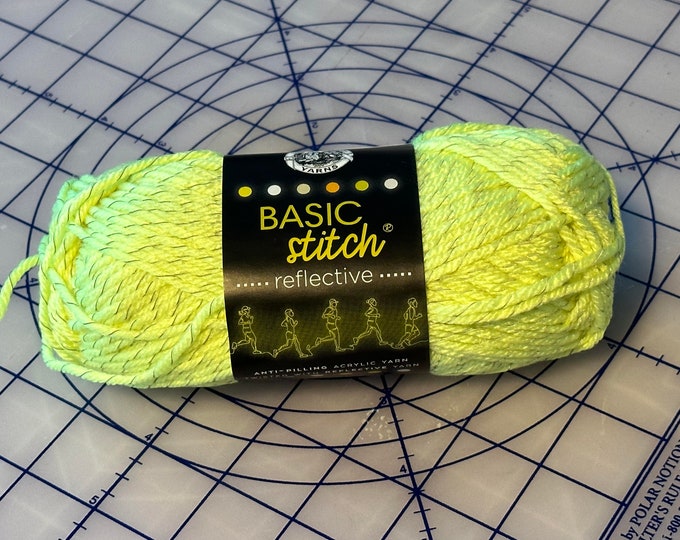 Reflective Safety Yellow Yarn Lion Brand Basic Stitch Reflective Volt ...