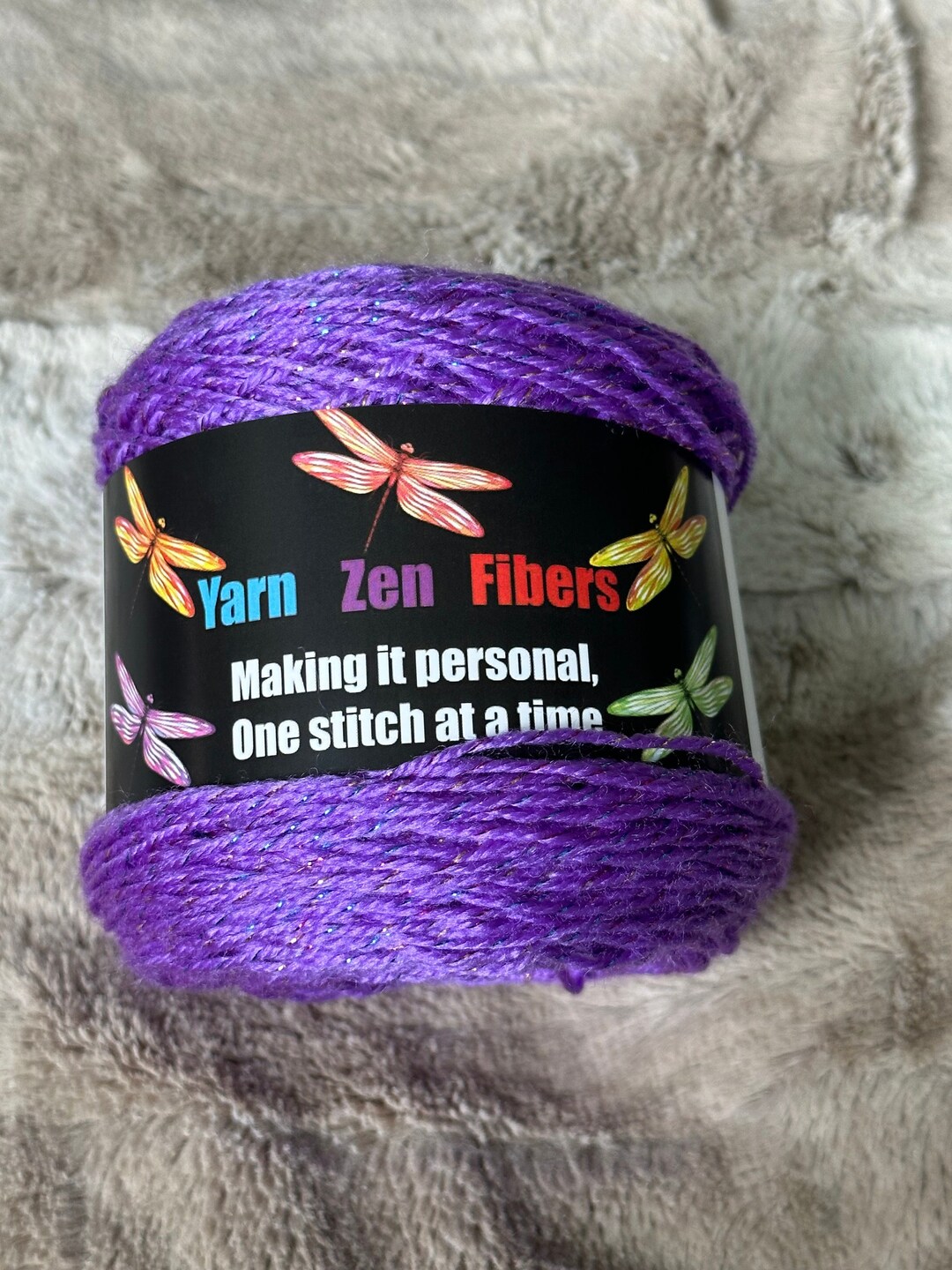 Purple Yarn With Rainbow Sparkle Purple Acrylic Yarn Sparkly Yarn ...