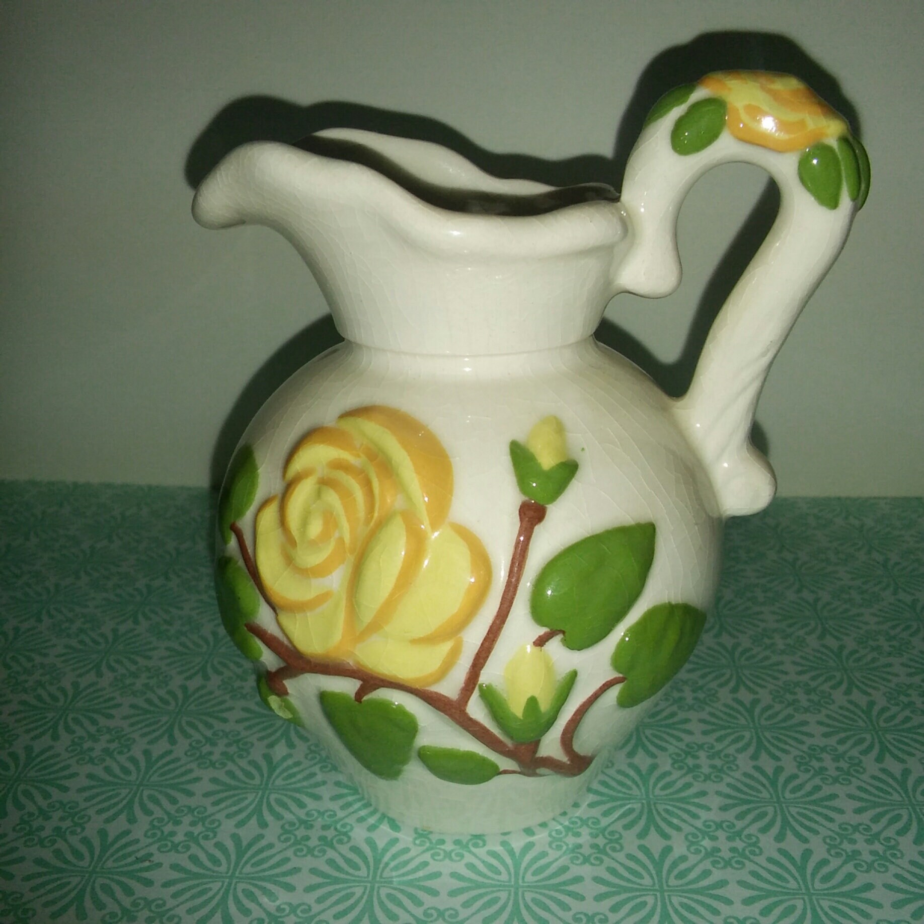 Vintage Small Pitcher With Yellow Roses | Etsy