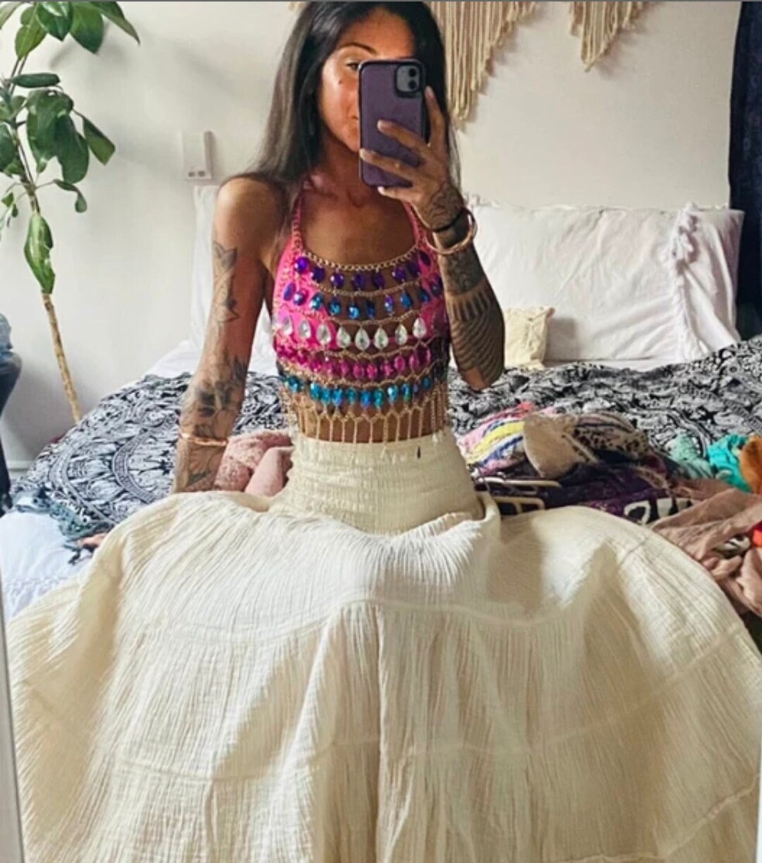 Thora Crop Chain Top, Body Chain, Chain Top EDC Outfit - Etsy