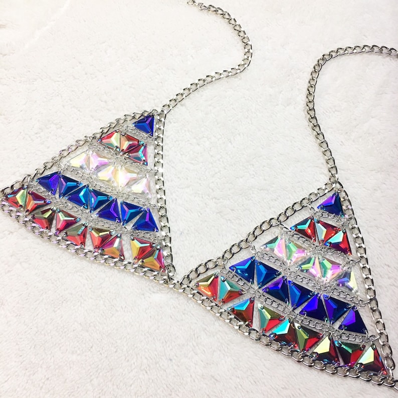 Viviane Bikini Chain Brachain Bikini Top Bikini Bra Rave - Etsy