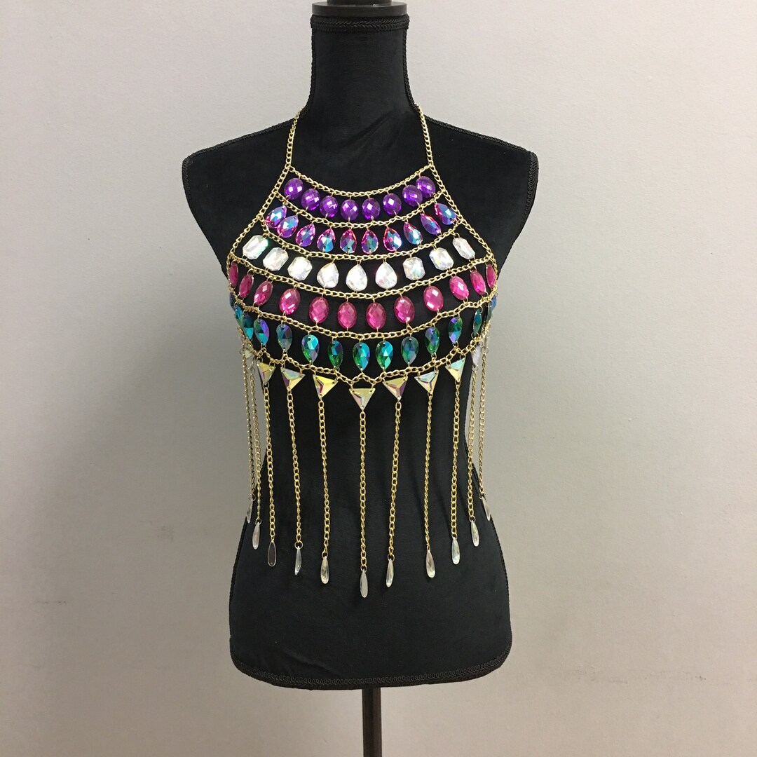 Thora Crop Chain Top Body Chain Chain Top - Etsy