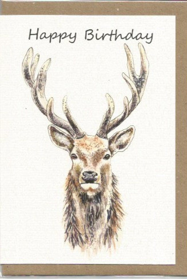 Happy Birthday STAG Greetings Card HIGHLAND STAG Nature - Etsy